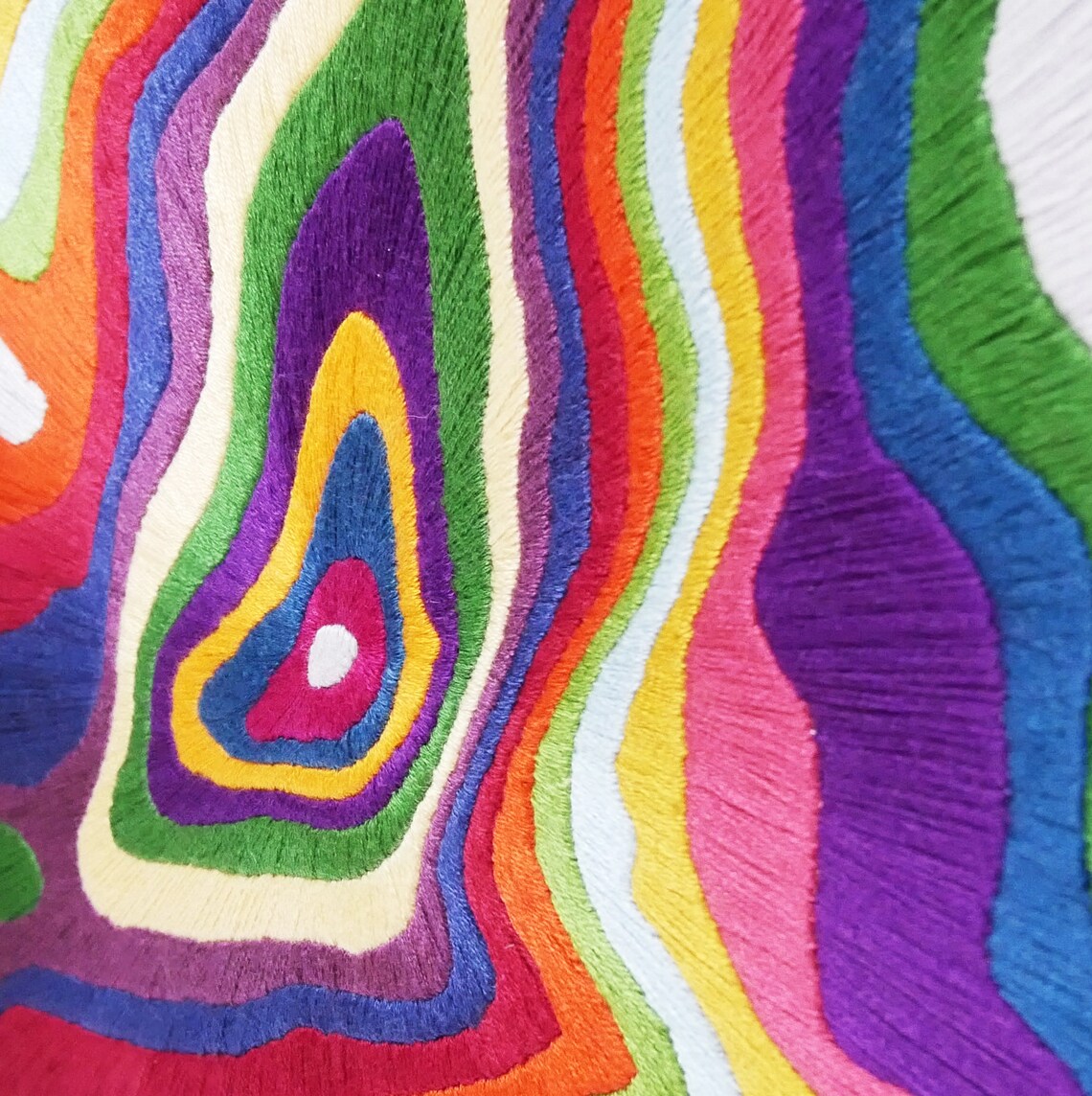 Mam Tor Topographic Map Embroidery, Peak District Bright Wall Art ...