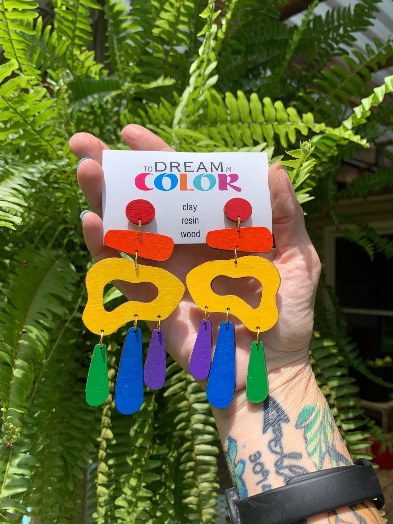 Bold Pride Earrings Large Statement Earrings Wood Earrings - Etsy