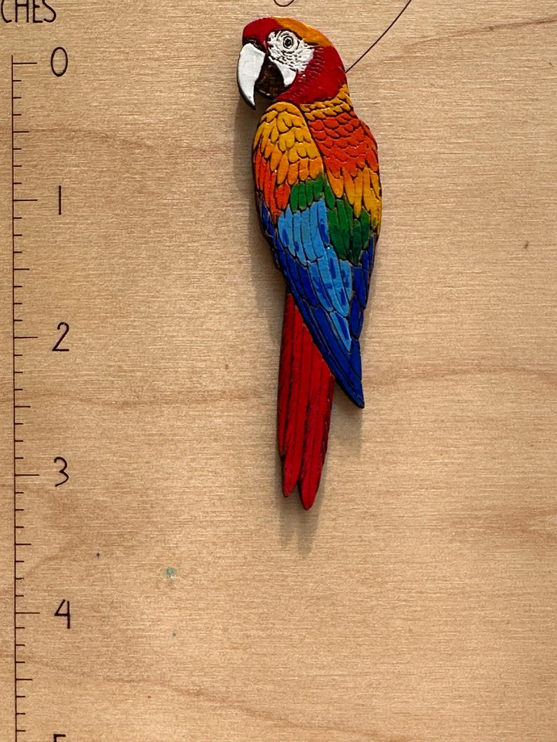 Hand-painted Wood Parrot Earrings: Tropical Macaw Statement Jewelry - Etsy