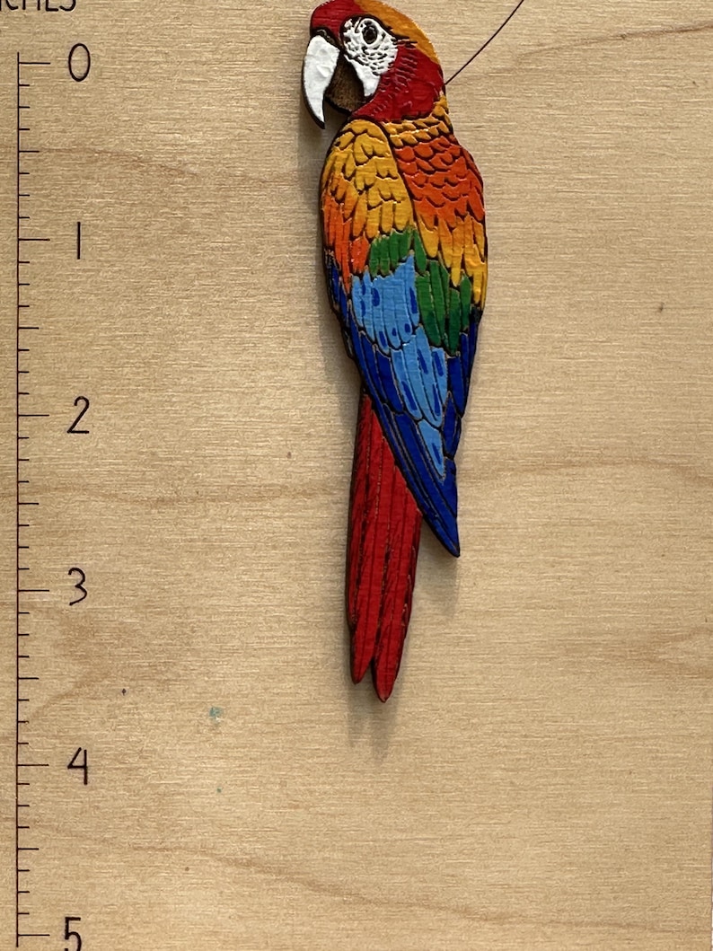 Hand-painted Wood Parrot Earrings: Tropical Macaw Statement Jewelry - Etsy