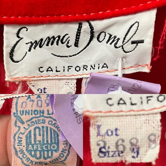 EMMA DOMB 1950s Vintage Cherry Red Velvet w/Satin Bow… - Gem