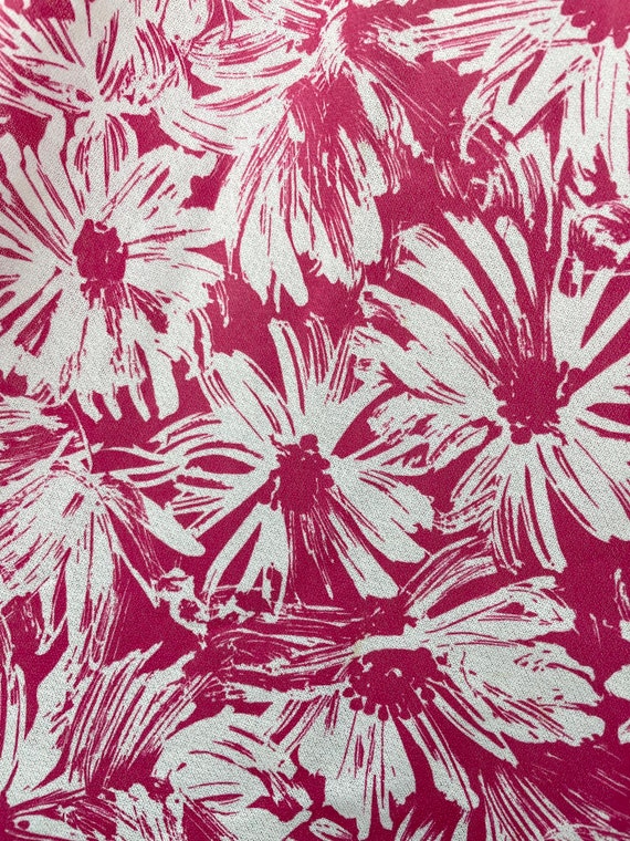 NOS Vintage 1970s Dress-Hot Pink Floral Print Aline w… - Gem