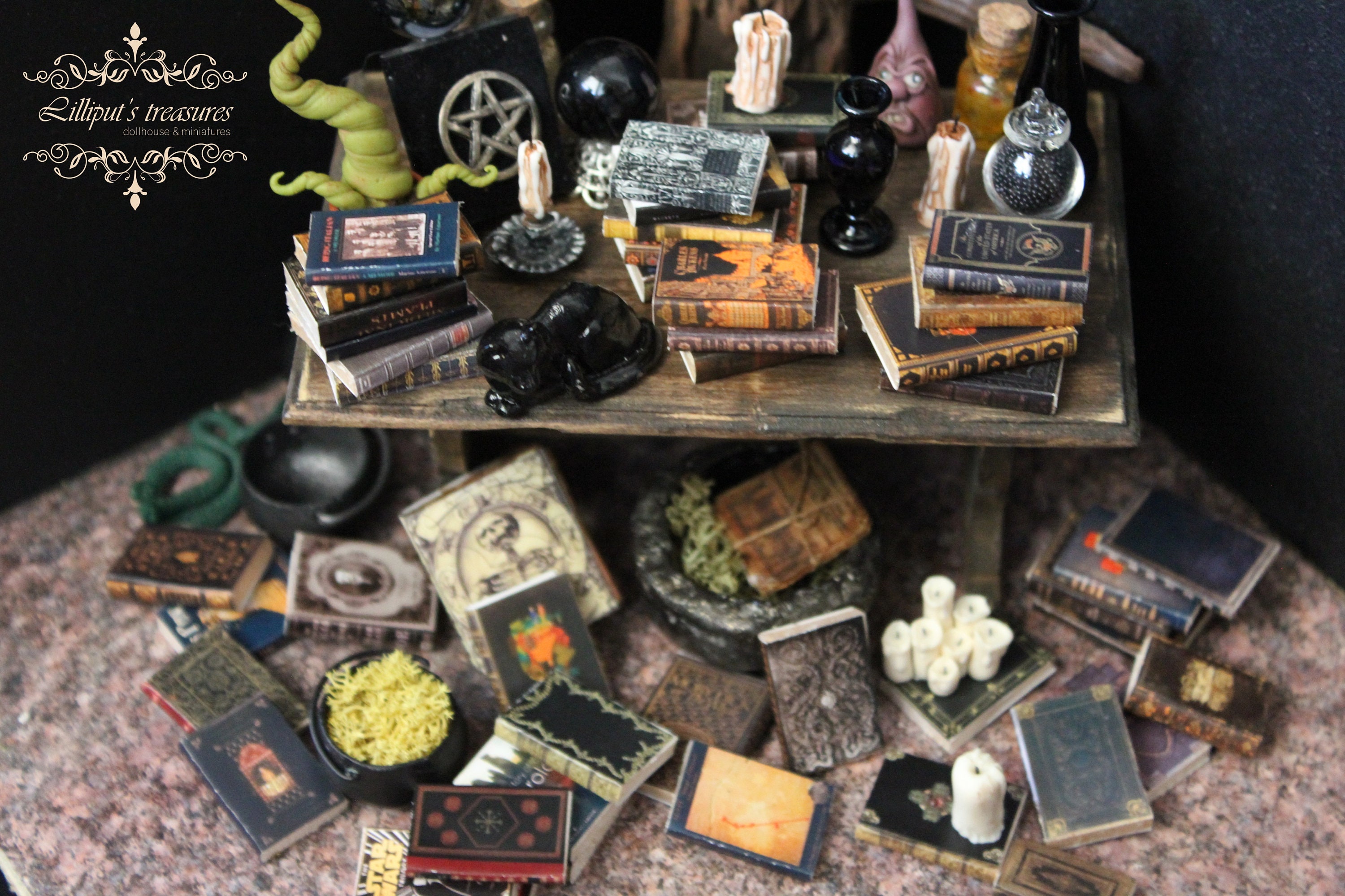 Dollhouse miniature set of 45 black books | Etsy