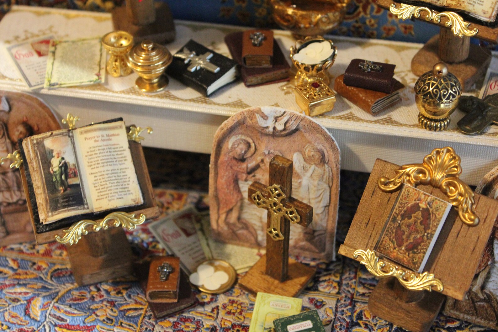 Dollhouse Miniature Altar Wooden Cross With Metal Filigree - Etsy