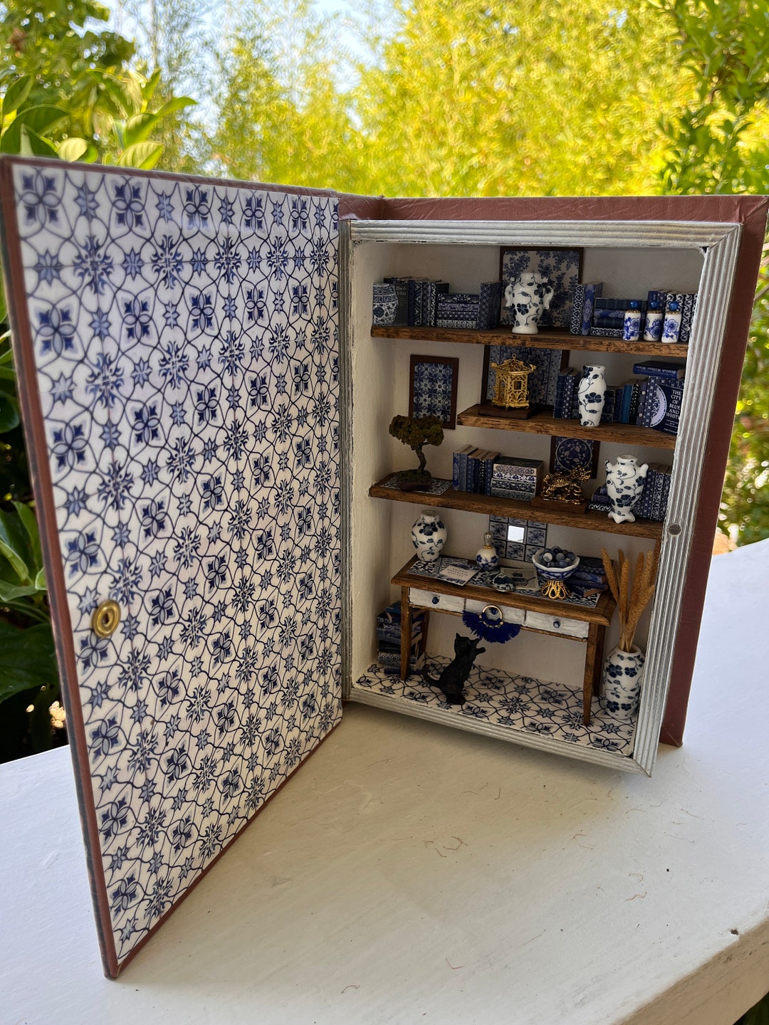 OOAK Beautiful Miniature Bookcase Inserted in a Book-shaped Box, All ...