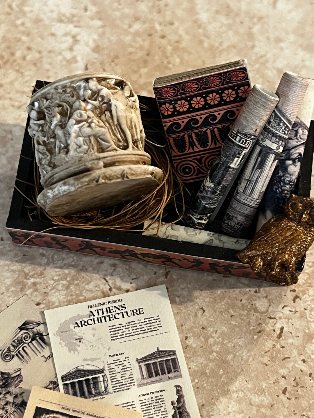 Dollhouse Miniature Reproduction of an Archeologist Box With Documents ...