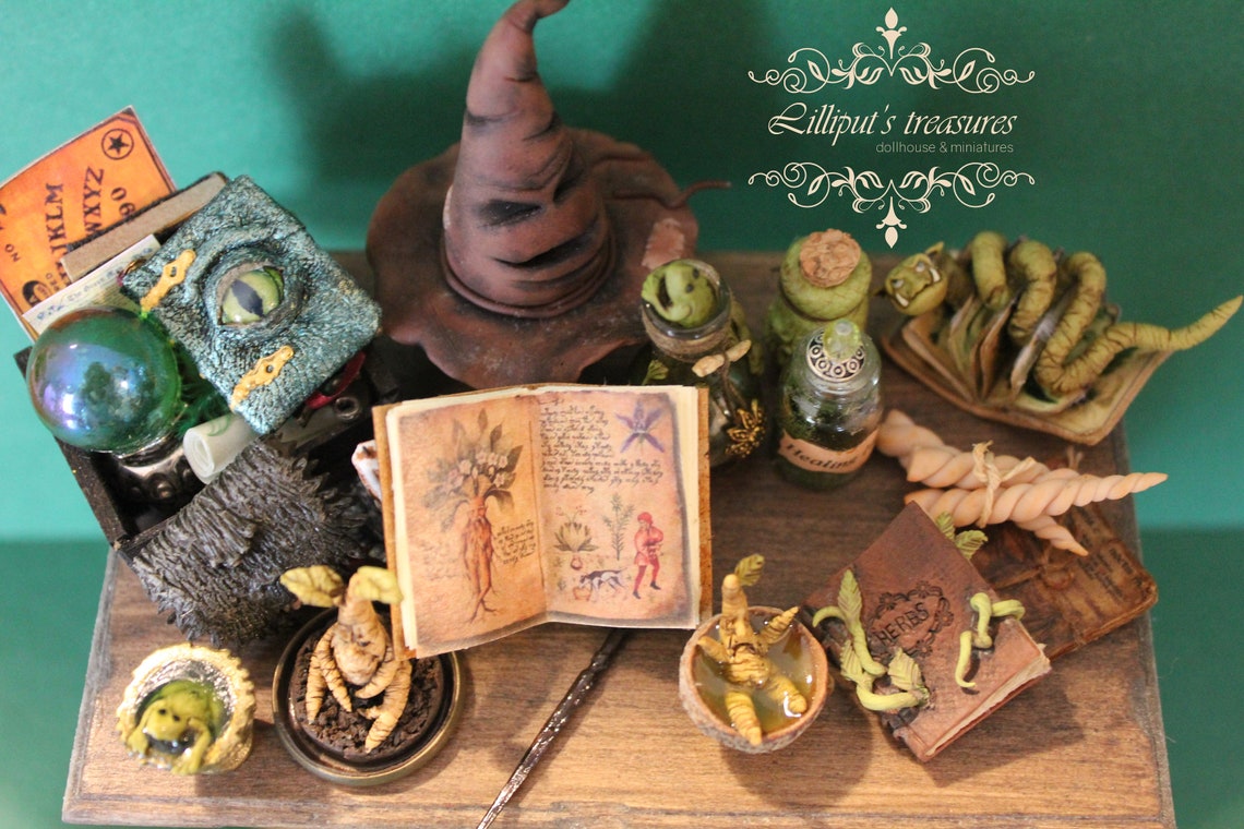 Dollhouse Miniature Mandrake Open Book With Leather Cover - Etsy