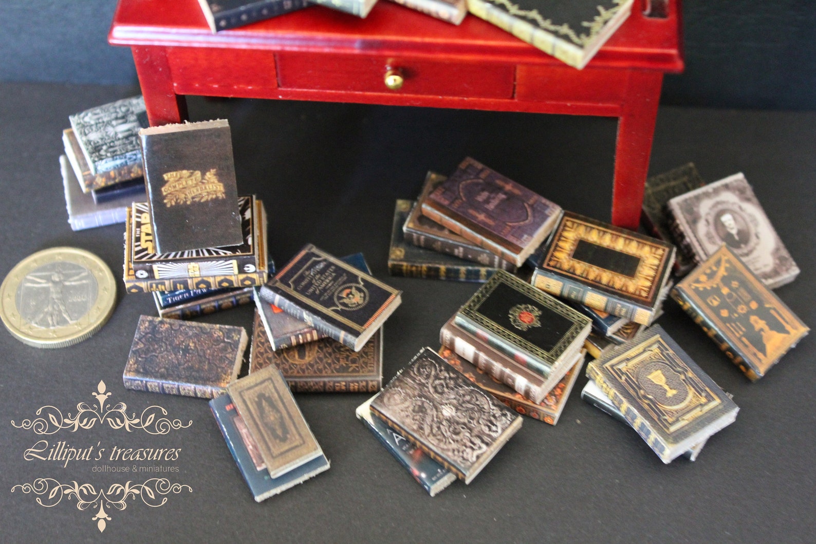 Dollhouse miniature set of 45 black books | Etsy