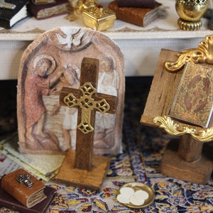 Dollhouse Miniature Altar Wooden Cross With Metal Filigree - Etsy