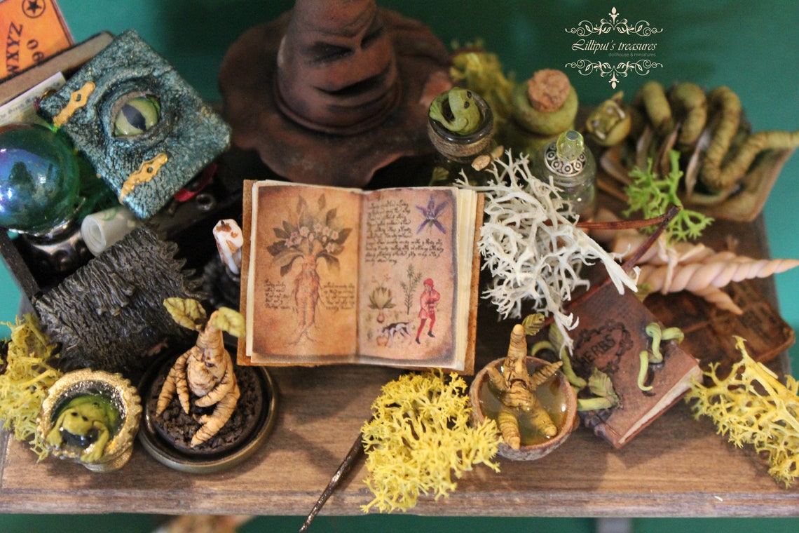 Dollhouse Miniature Mandrake Open Book With Leather Cover - Etsy