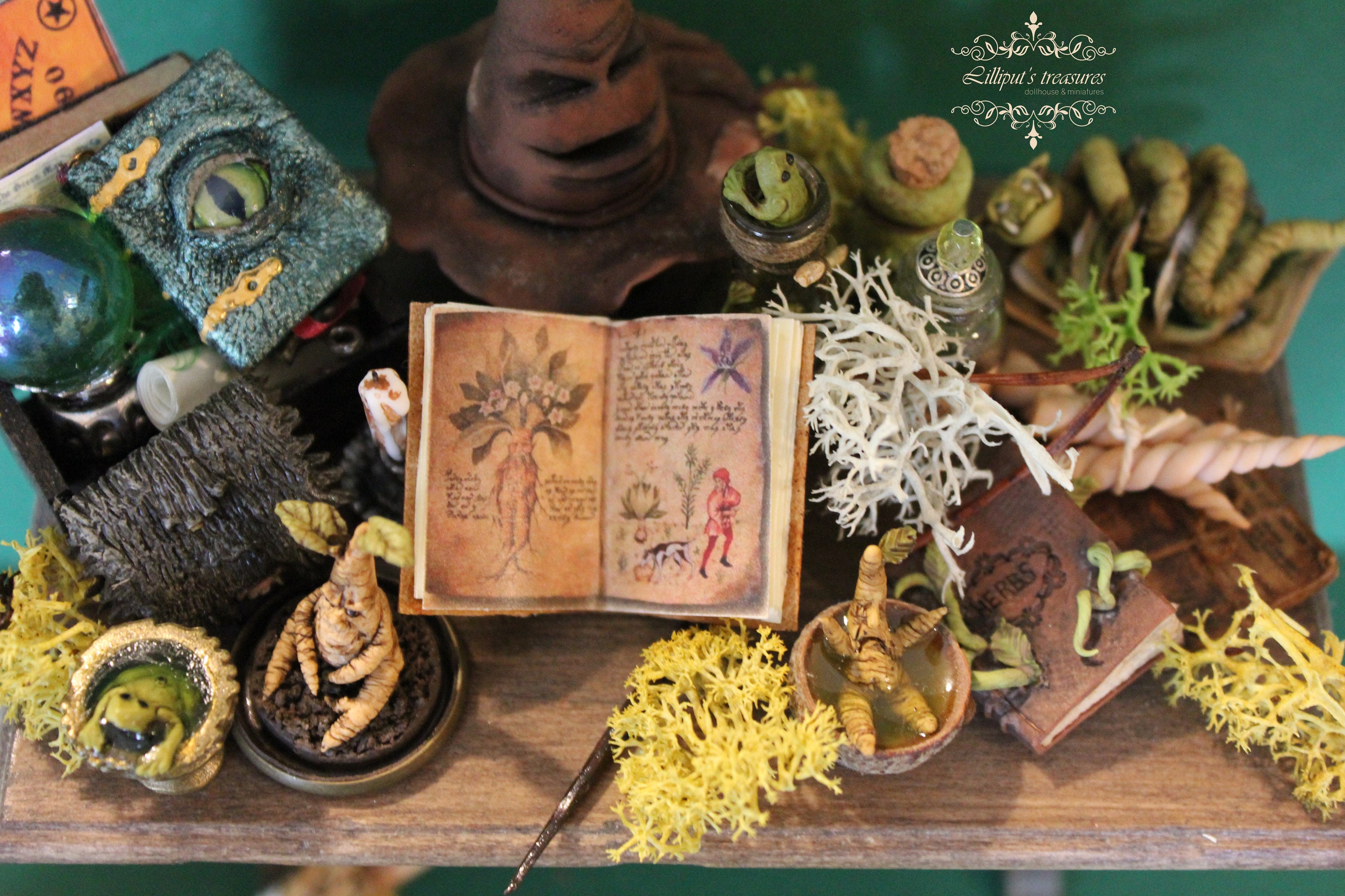 Dollhouse Miniature Mandrake Open Book With Leather Cover - Etsy