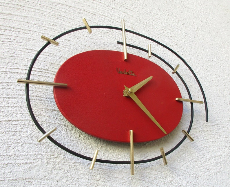 1950s-60s RED Atomic Age Vintage Clock Mid Century French - Etsy
