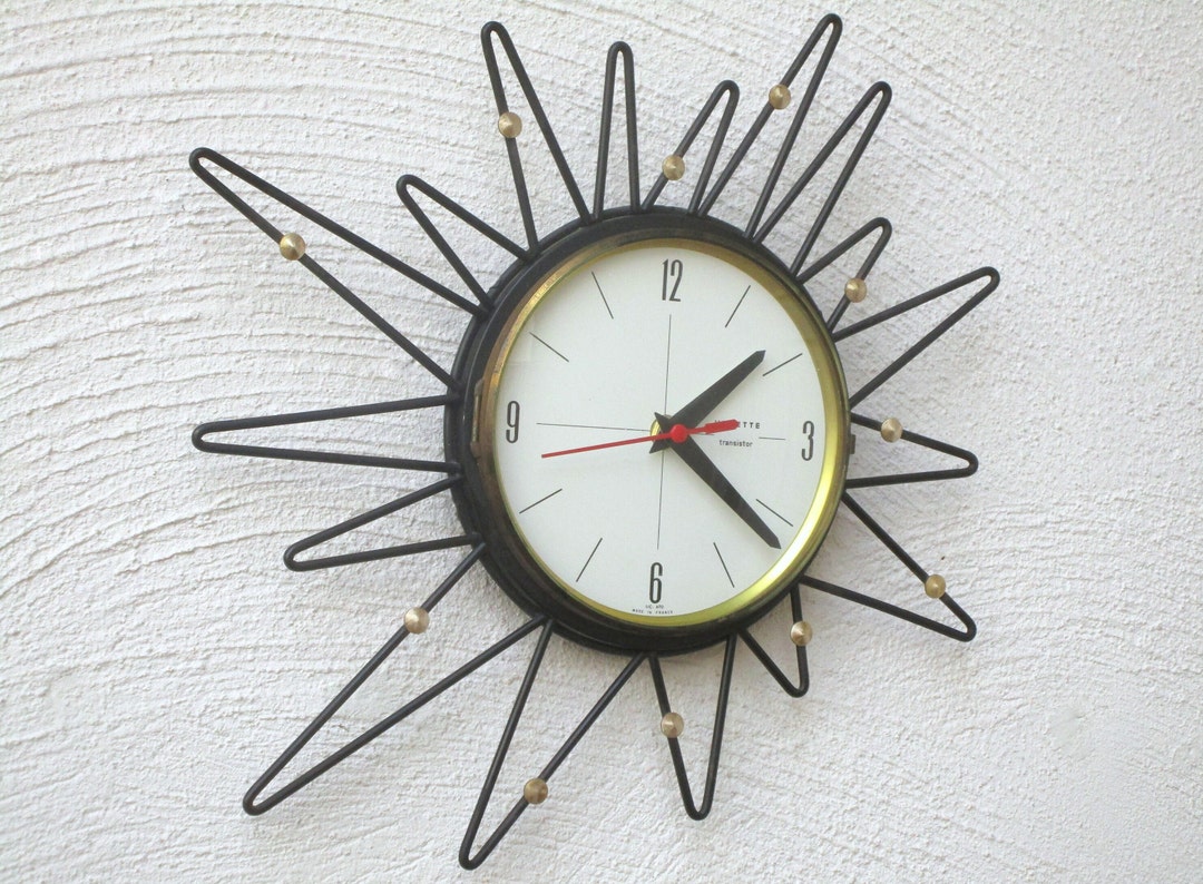 French 1950-60s Atomic Age Vedette Wall Clock Starburst Clock sunburst ...