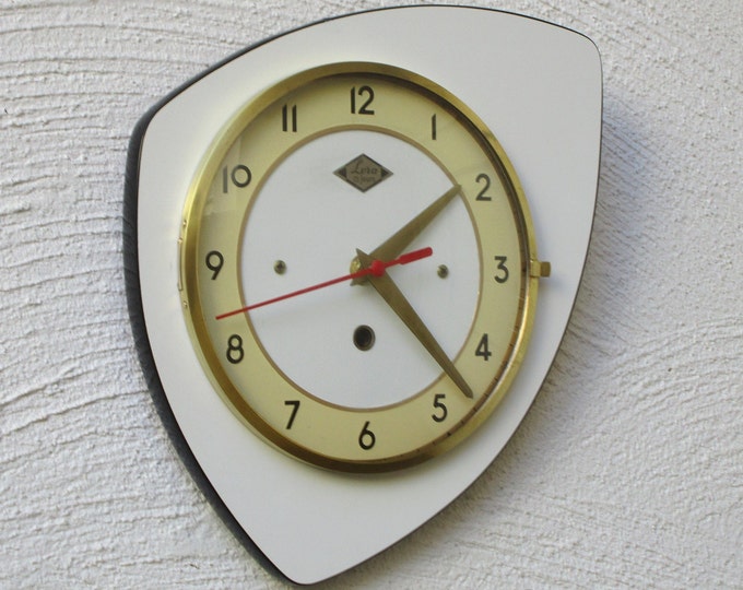 1950s-60s - LORA Cream French Vintage Formica Wall Clock - Beige Color ...