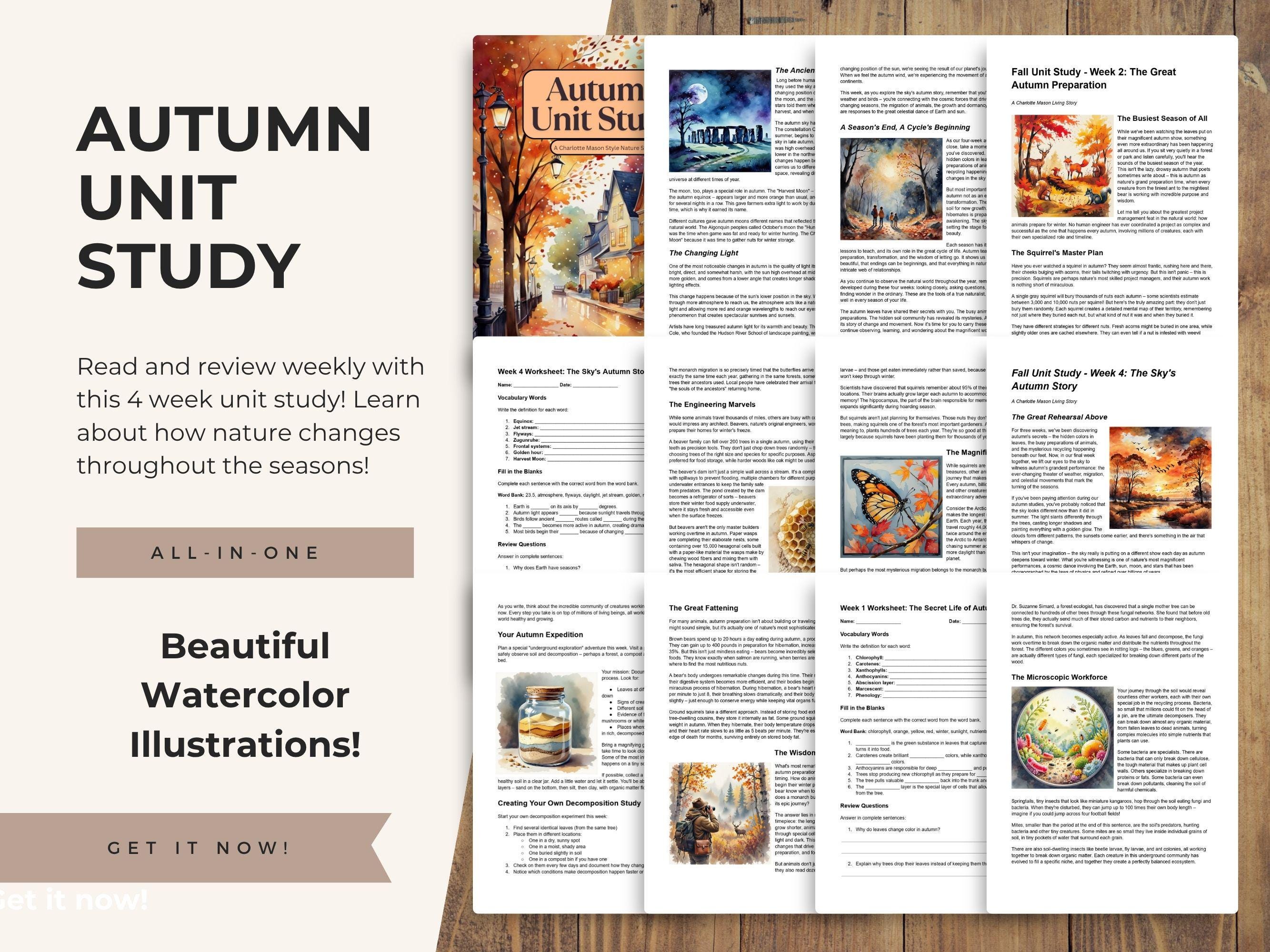 Autumn Fall Unit Study Homeschool Science Nature Lesson Plan - Great ...