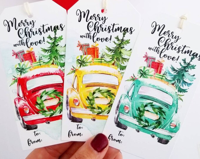 Christmas Cars - Holiday Gift Tags - Set of 12 - Etsy