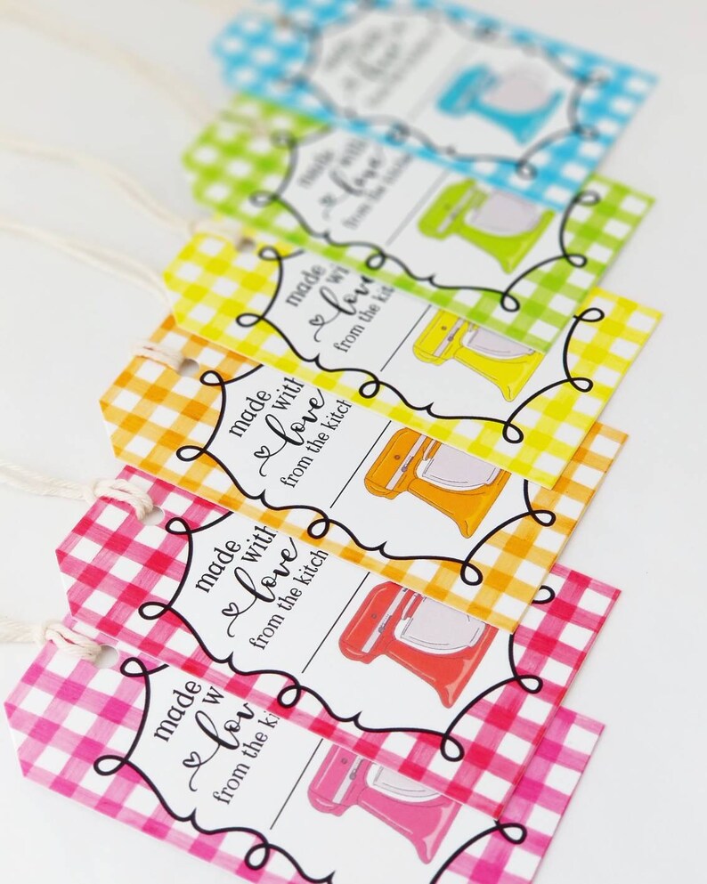 Made With Love Baking Tags Bakers Supplies Mixer Gingham - Etsy