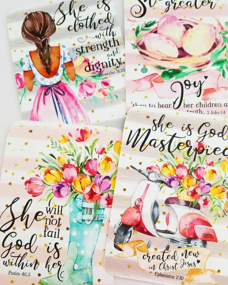 Proverbs 31 Girl Dark Hair Note & Scripture Cards SET OF | Etsy