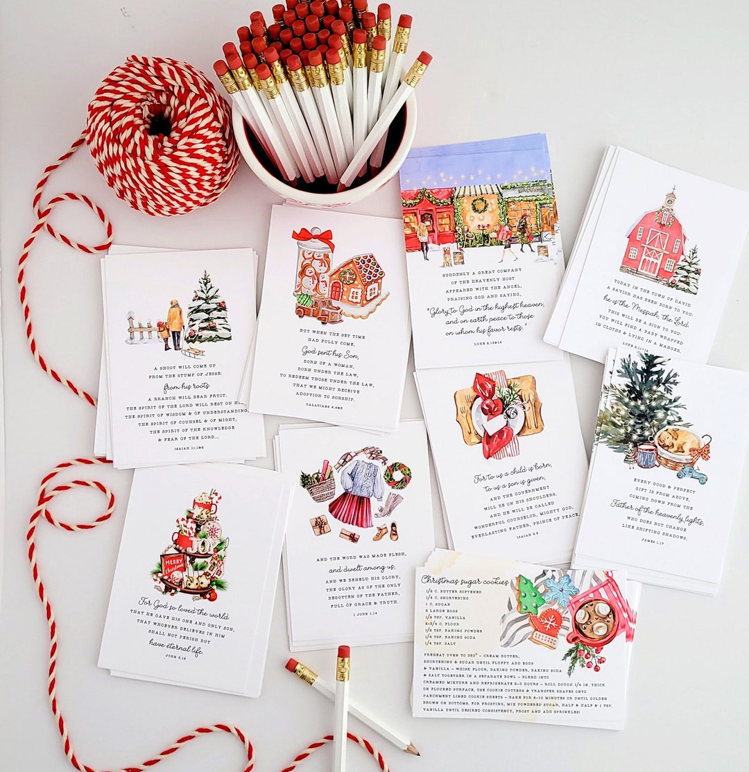Simple Christmas - Note & Scripture Cards - SET OF NINE - Etsy