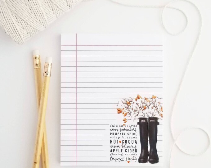 Notepad Things to Do Cozy Fall Farmhouse Rainboots 50 Sheet - Etsy