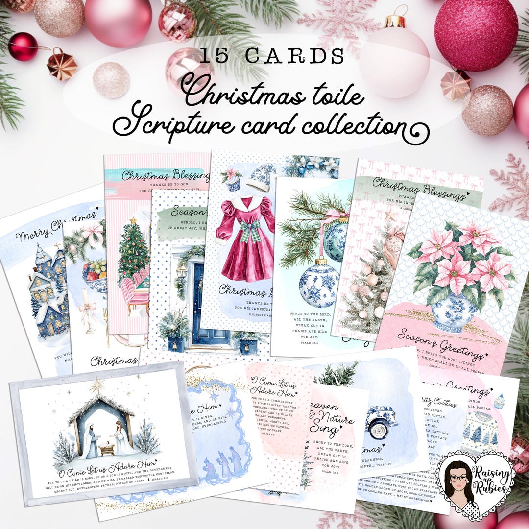Christmas Toile - Note and Scripture Cards - SET OF FIFTEEN - Etsy