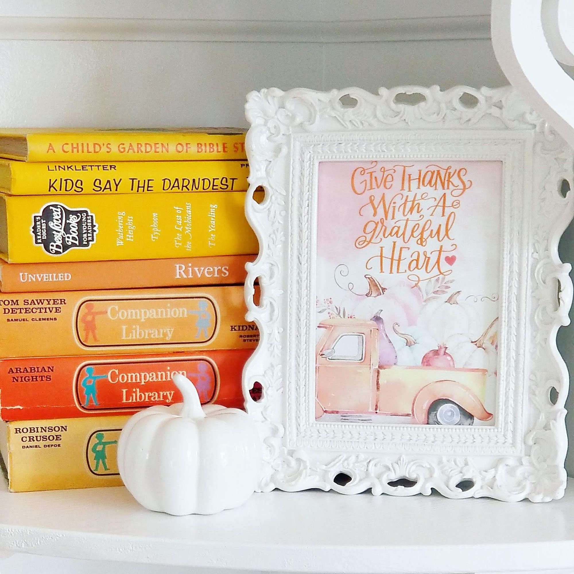 Pastel Harvest Give Thanks With a Grateful Heart 5x7 Art | Etsy