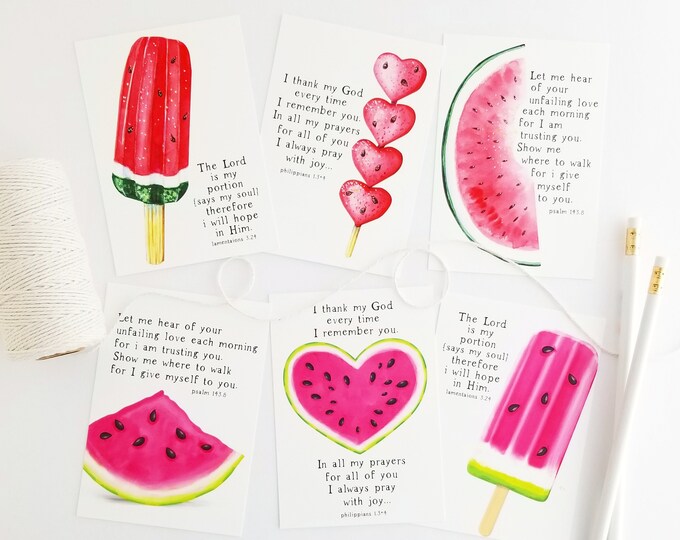 Sweet Summer Watermelons Note & Scripture Cards SET OF SIX - Etsy