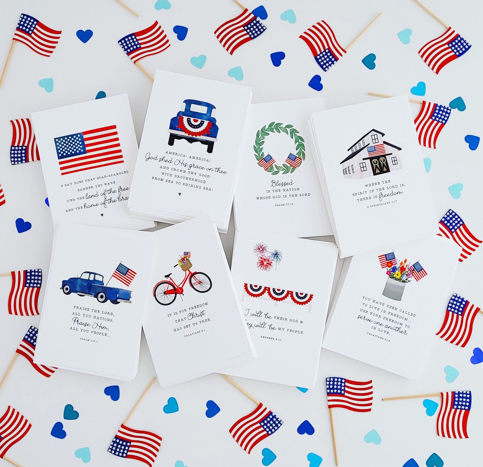 God Bless America note & scripture cards SET OF EIGHT | Etsy