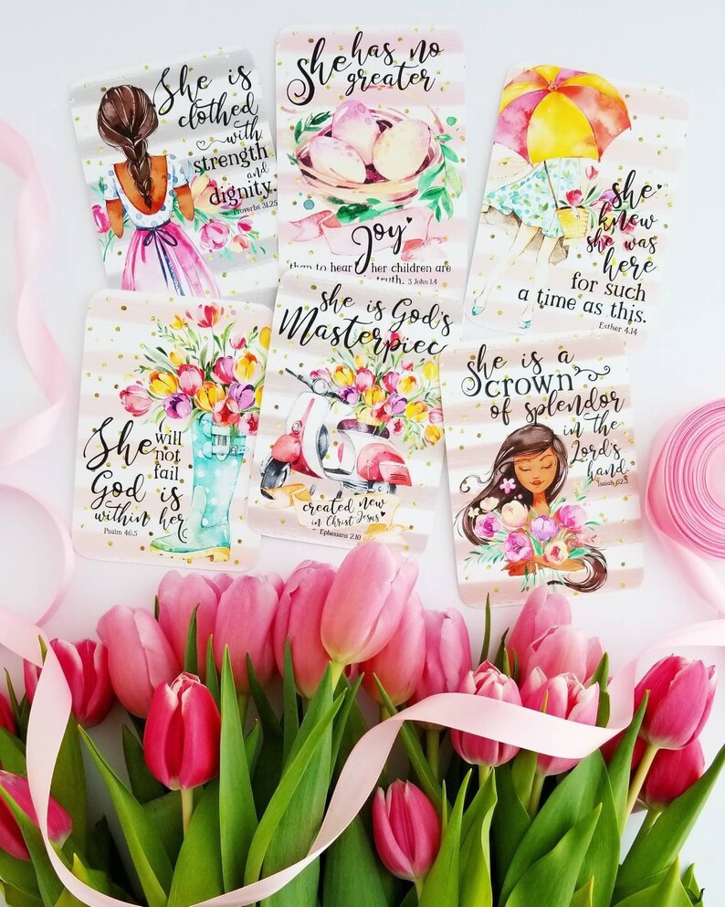 Proverbs 31 Girl Dark Hair Note & Scripture Cards SET OF | Etsy