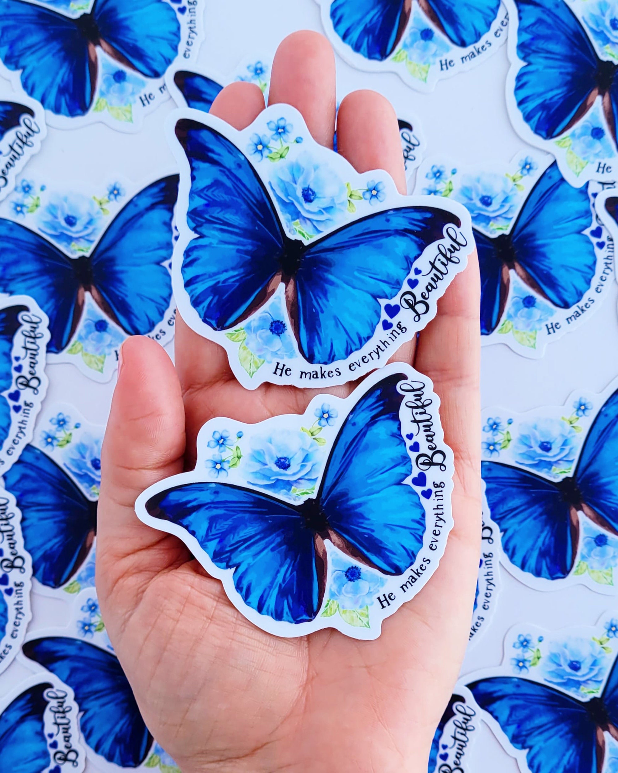 Blue butterfly vinyl decal sticker | Etsy