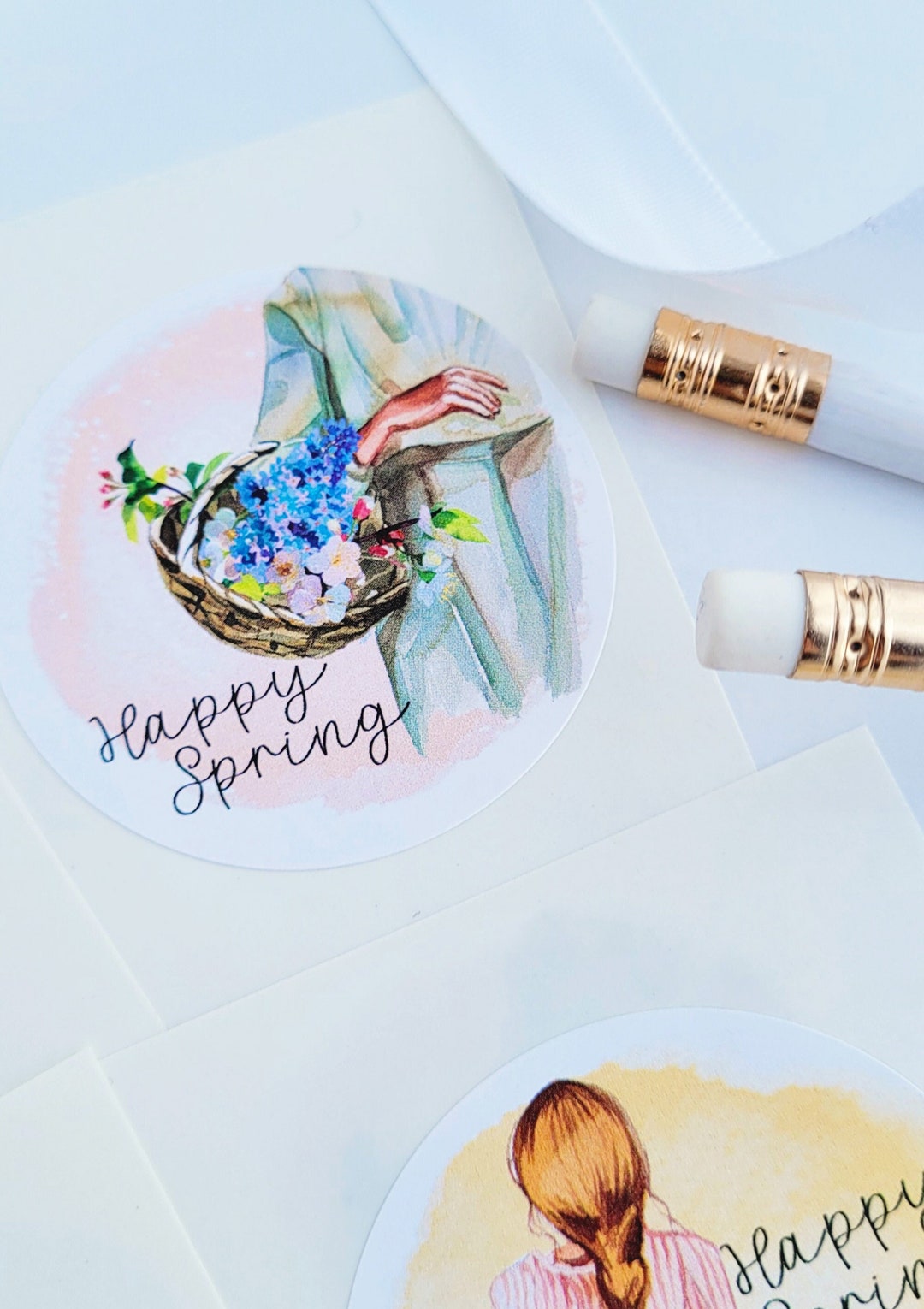 Happy Spring - 2 Inch Circle Stickers - SET OF 20 - Etsy