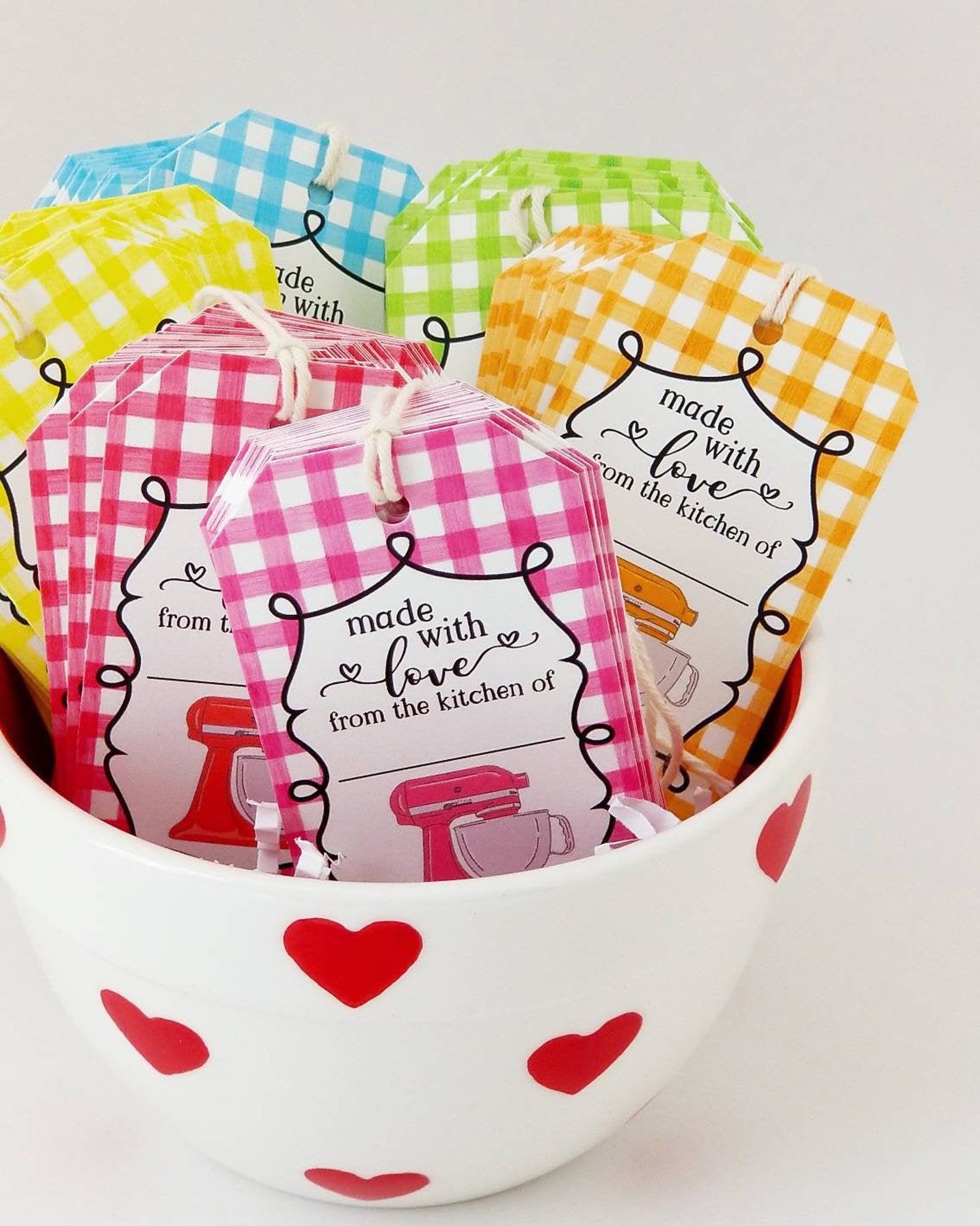 Made With Love Baking Tags Bakers Supplies Mixer Gingham | Etsy