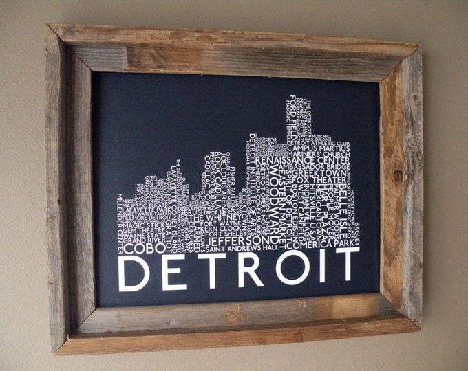 Detroit Skyline Word Art Print (dark Blue) - Unframed - Etsy