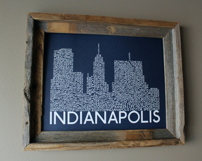 Indianapolis Skyline Word Art Print dark Blue Unframed - Etsy