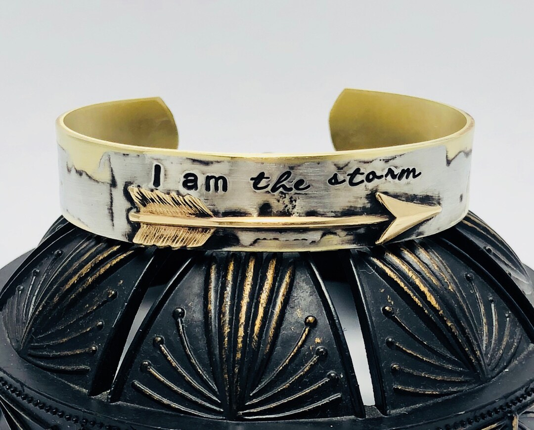 I AM the STORM, Copper or Brass Hand Stamped Metal Cuff Bracelet With ...