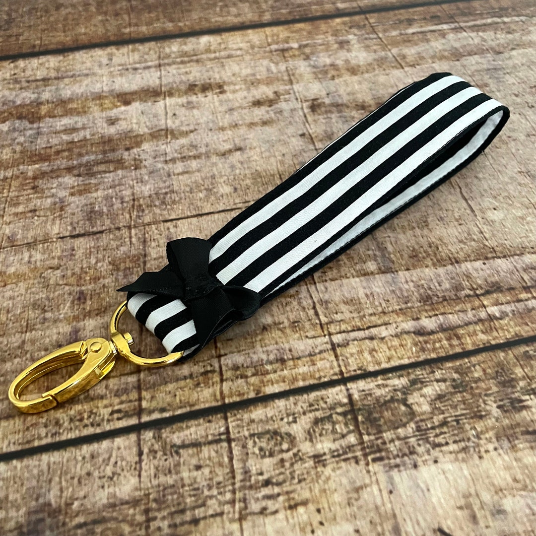Black and White Gothic Stripe Keychain - Etsy