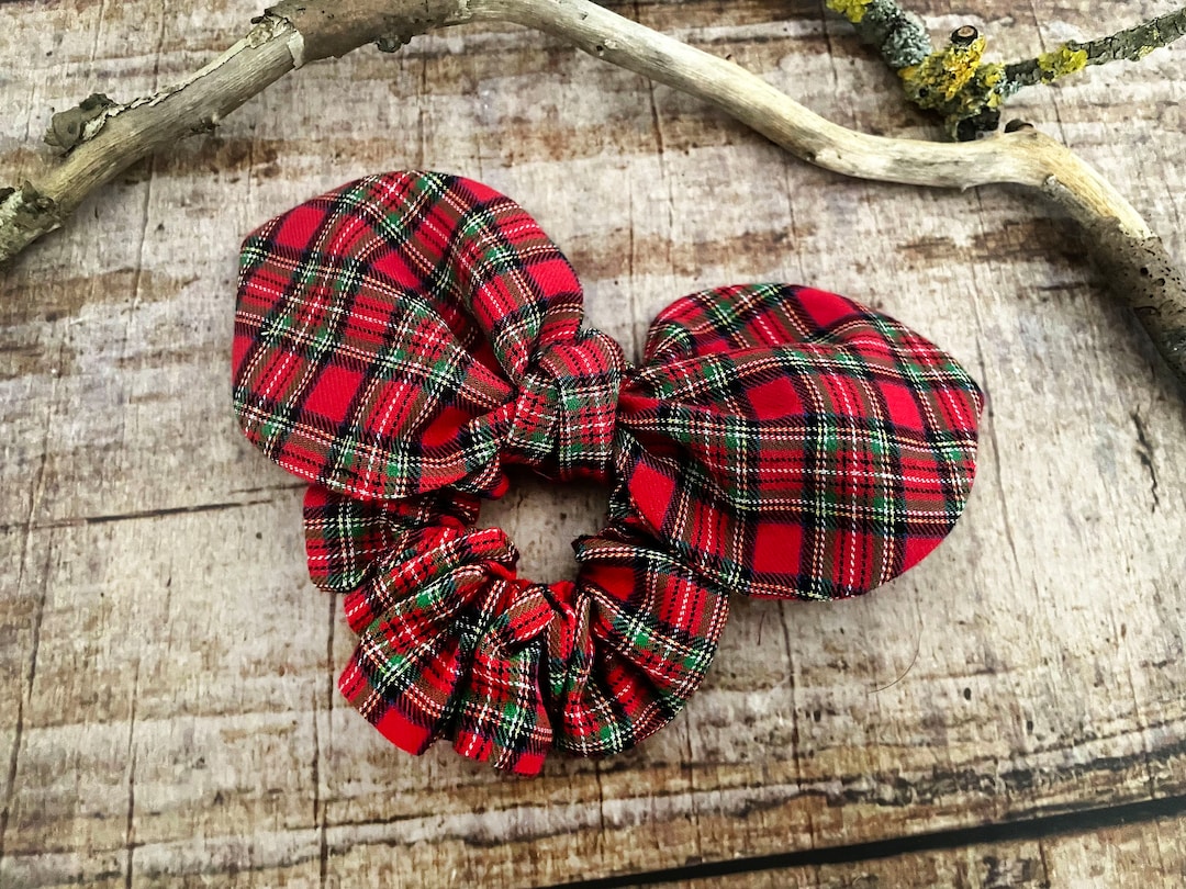 Scrunchie Tartan Hair Tie With Bow. Red Tartan - Etsy