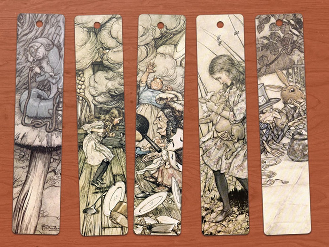 Arthur Rackham Alice in Wonderland 10 Printable Bookmarks Set-1 - Etsy