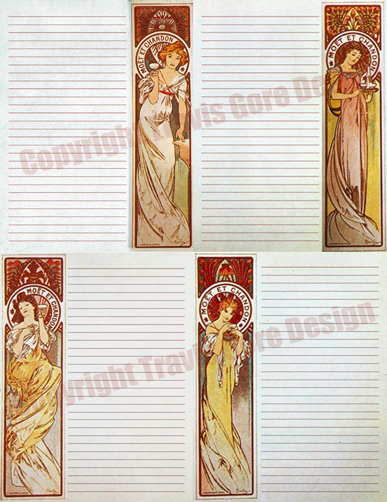Alphonse Mucha Digital Printable Stationery Set (4 Pages) - Etsy