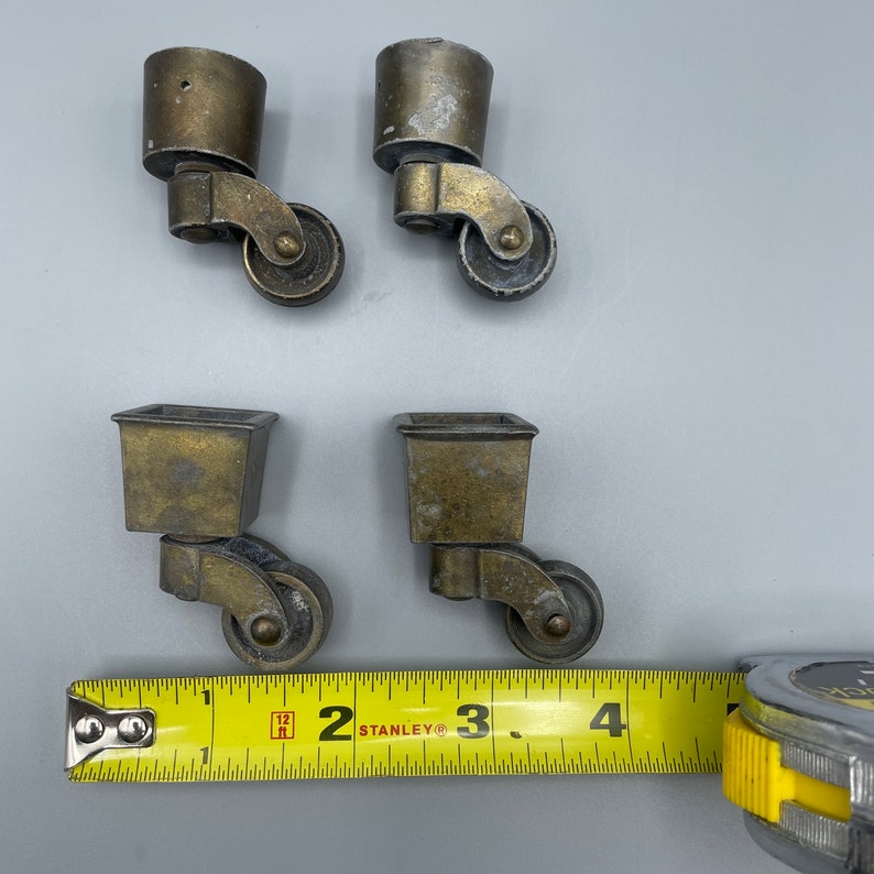 4 Vintage Brass Cup Casters - Etsy