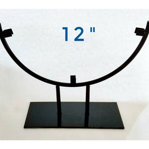Round Display Stand on Sturdy Base, Glossy Black Metal, 12" Wide for ...