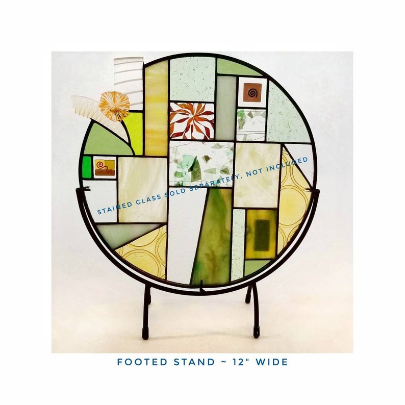 Round Stand for Stained Glass Display, Black Metal Finish, 12" Frame ...