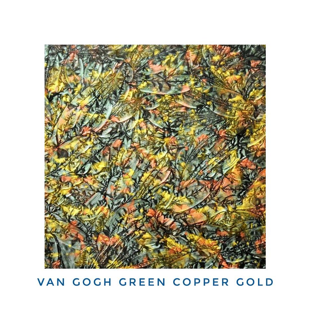Van Gogh Green Copper Gold. Mosaic Stained Glass Sheets. Metallic Paint ...