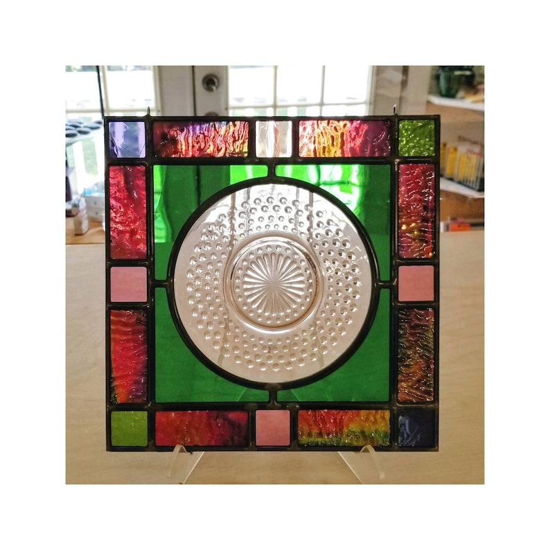 Pink Stained Glass Window Hob Nail Saucer/depression Era - Etsy