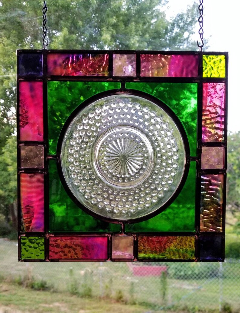 Pink Stained Glass Window Hob Nail Saucer/depression Era - Etsy