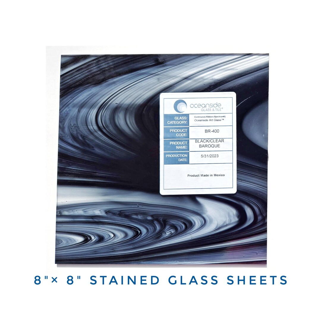 Black, Grey & Clear Baroque. Swirled Textured Glass Sheets by Oceanside ...