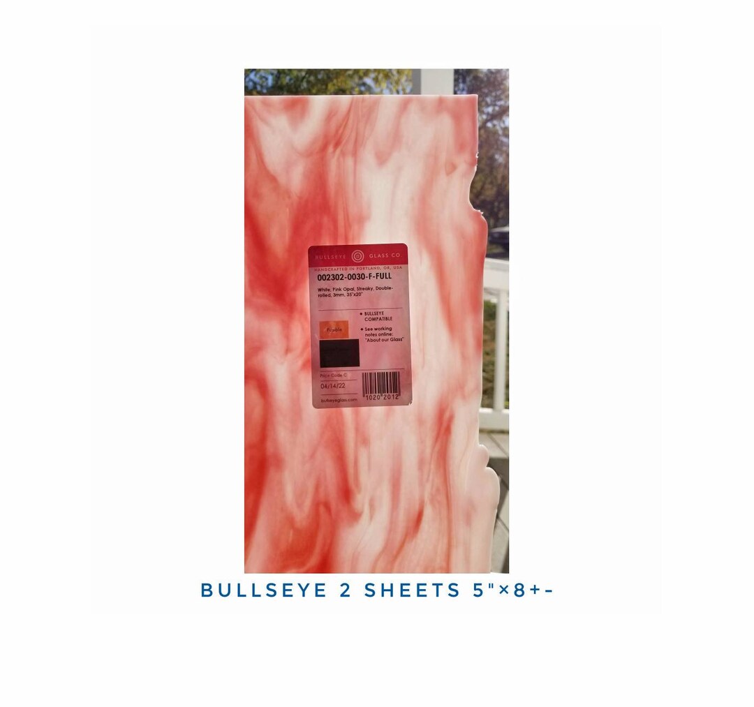 Fusible, Stained Glass Sheets. Pink & White Opalescent. Bullseye Coe 90 ...