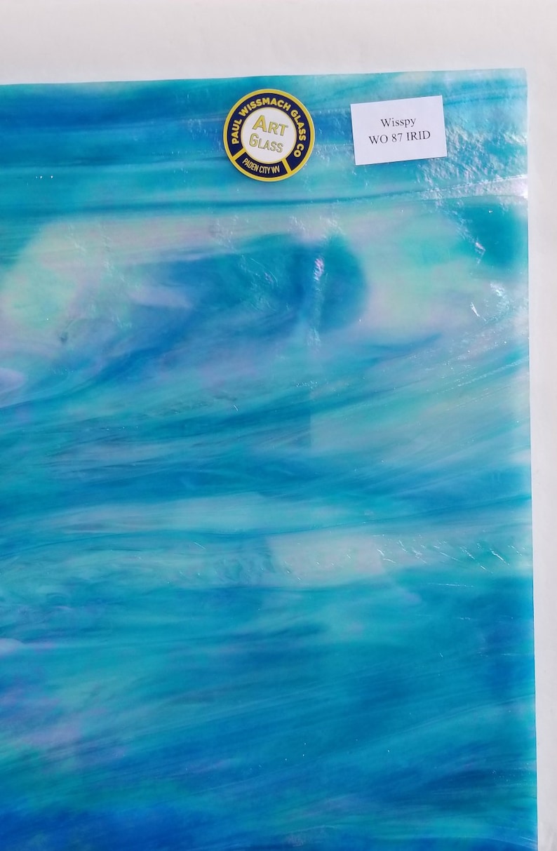 Iridescent Turquoise Blue Stained Glass Sheets. Diy, Beginner, Advanced ...