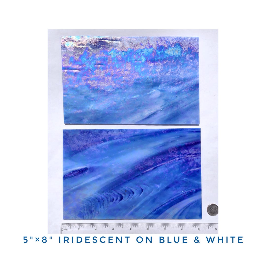 Iridescent, Blue Stained Glass Sheets. Diy, Beginner, Advanced ...