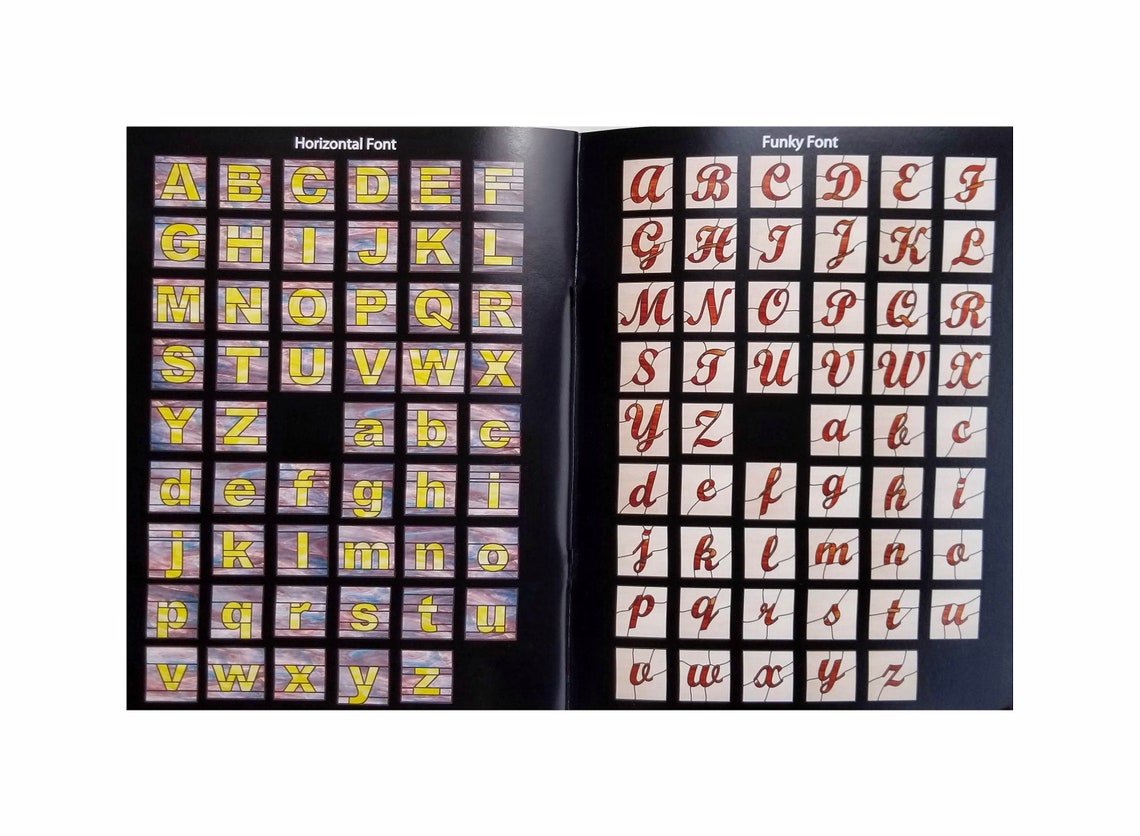 Alphabet & Numbers. Stained Glass Pattern, Lettering Book. Diy Signs ...